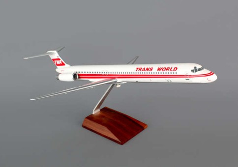 Skymarks TWA MD-80 1/100 Red Stripe W/GEAR & Wood Stand die-cast model ...