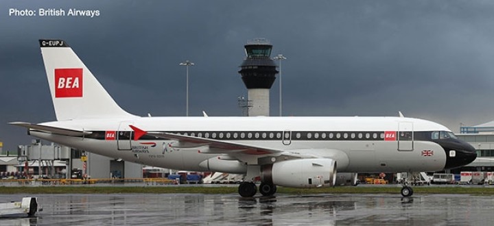 British Airways Airbus A319 G-EUPJ Retro BEA livery 100 Years Herpa ...