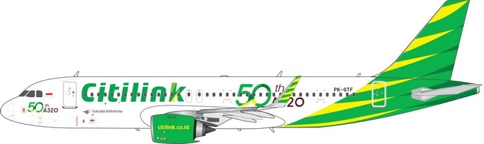 Citilink Airbus A320neo 50th. Reg. PK-GTF Phoenix 11427 Die-cast Scale ...