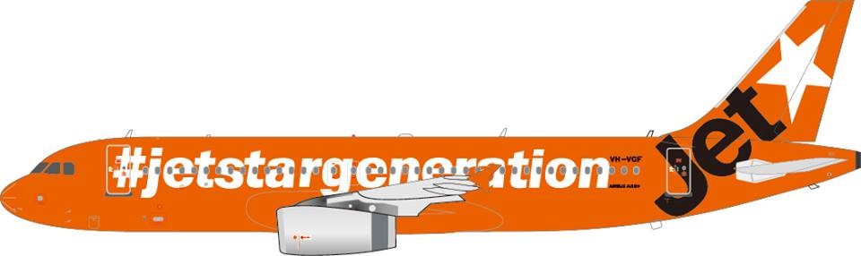 JCWings Jetstar A320 Reg VH-VGF "#jetstargeneration" large Hash Tag ...