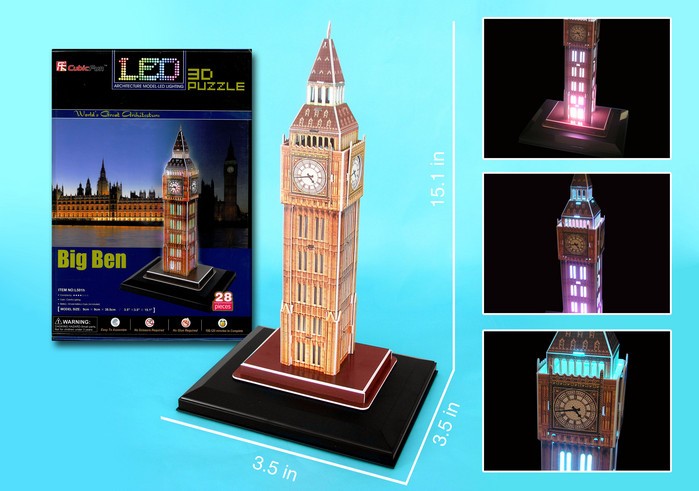 Daron Toys Games & Puzzles Big Ben 3D Puzzle With Base & Lights 28 ...
