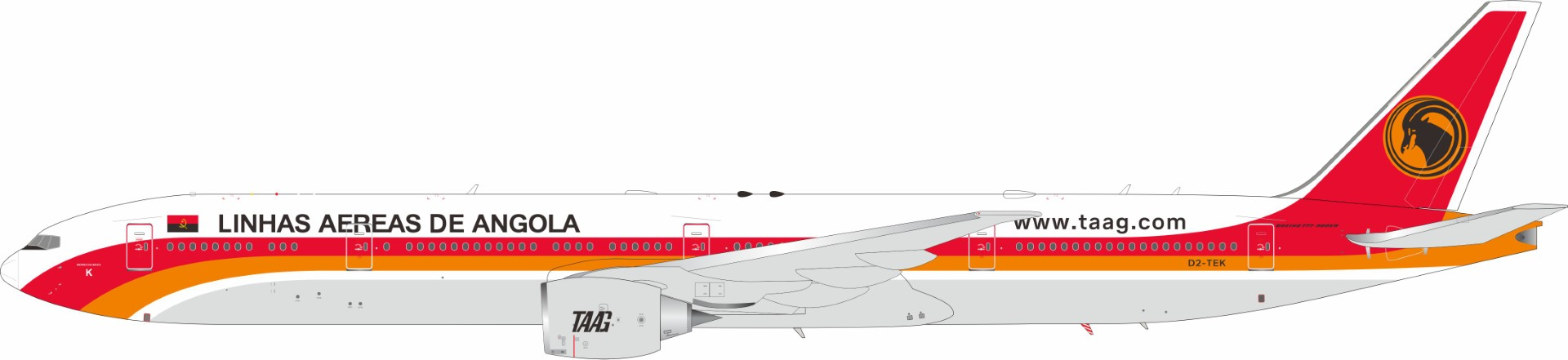 TAAG Angola Airlines Boeing 777-3M2/ER D2-TEK with stand Retro-Models ...
