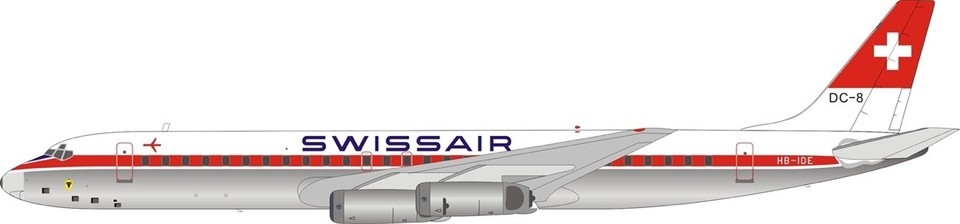 SWISS AIR DC-8-62 HB-IDE with stand B-862-SR-IDE-P Inflight 200 Scale 1 ...