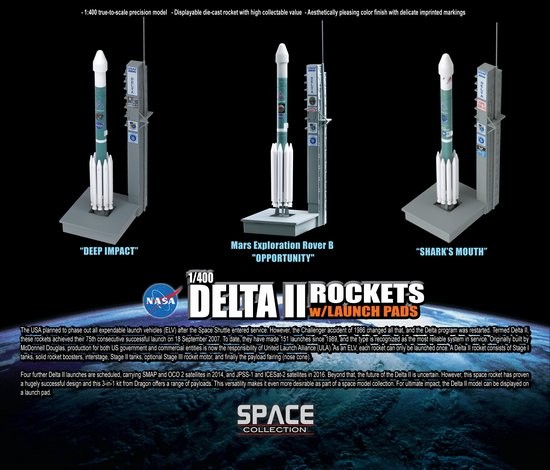 Delta II Rockets w/Launch Pads Set ,Contains 3 Rockets (Space) 1:400 ...