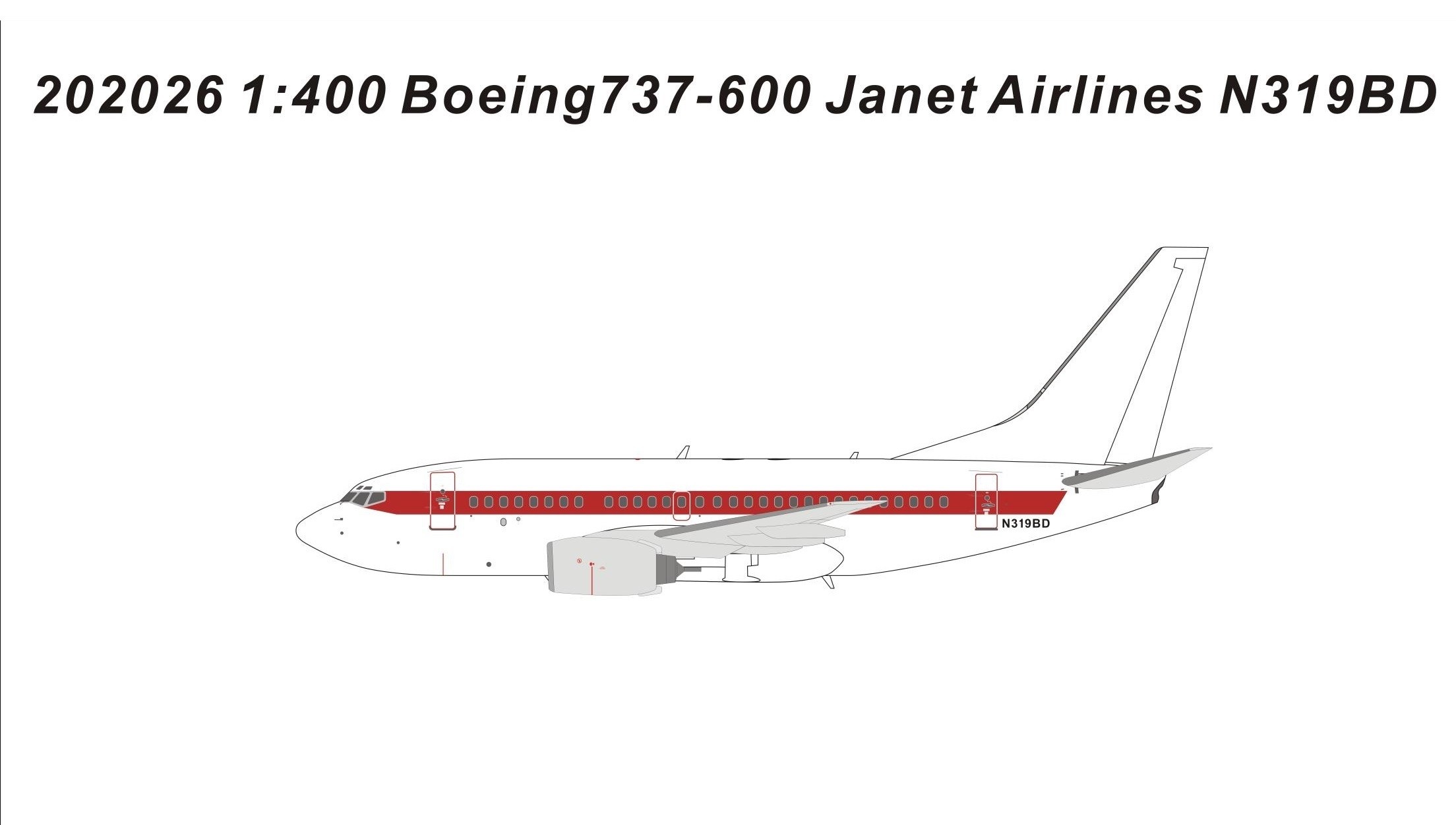 EG & G (Janet Airlines) Boeing 737-600 N288DP die-cast Panda 202026 ...