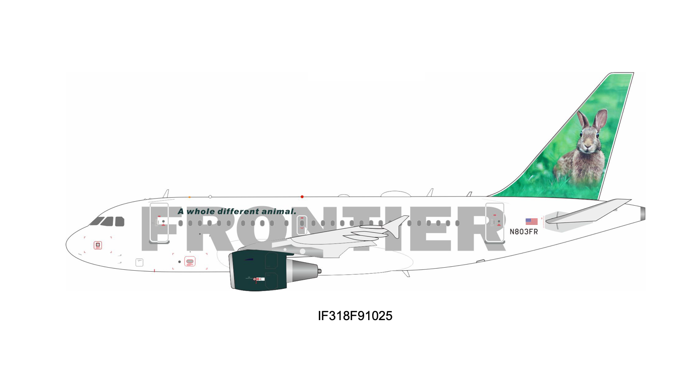Frontier Airlines Airbus A318-111 N803FR IF318F91025 InFlight Models 1: ...