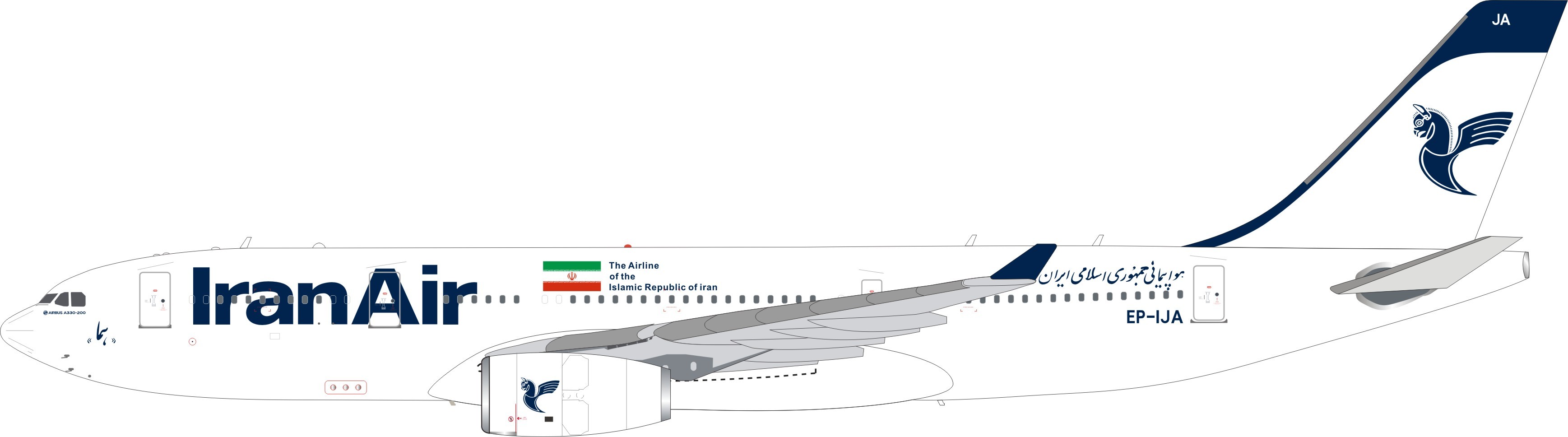 Iran Air Airbus A330-200 EP-IJA With Stand Inflight IF332IR001 Scale 1: ...