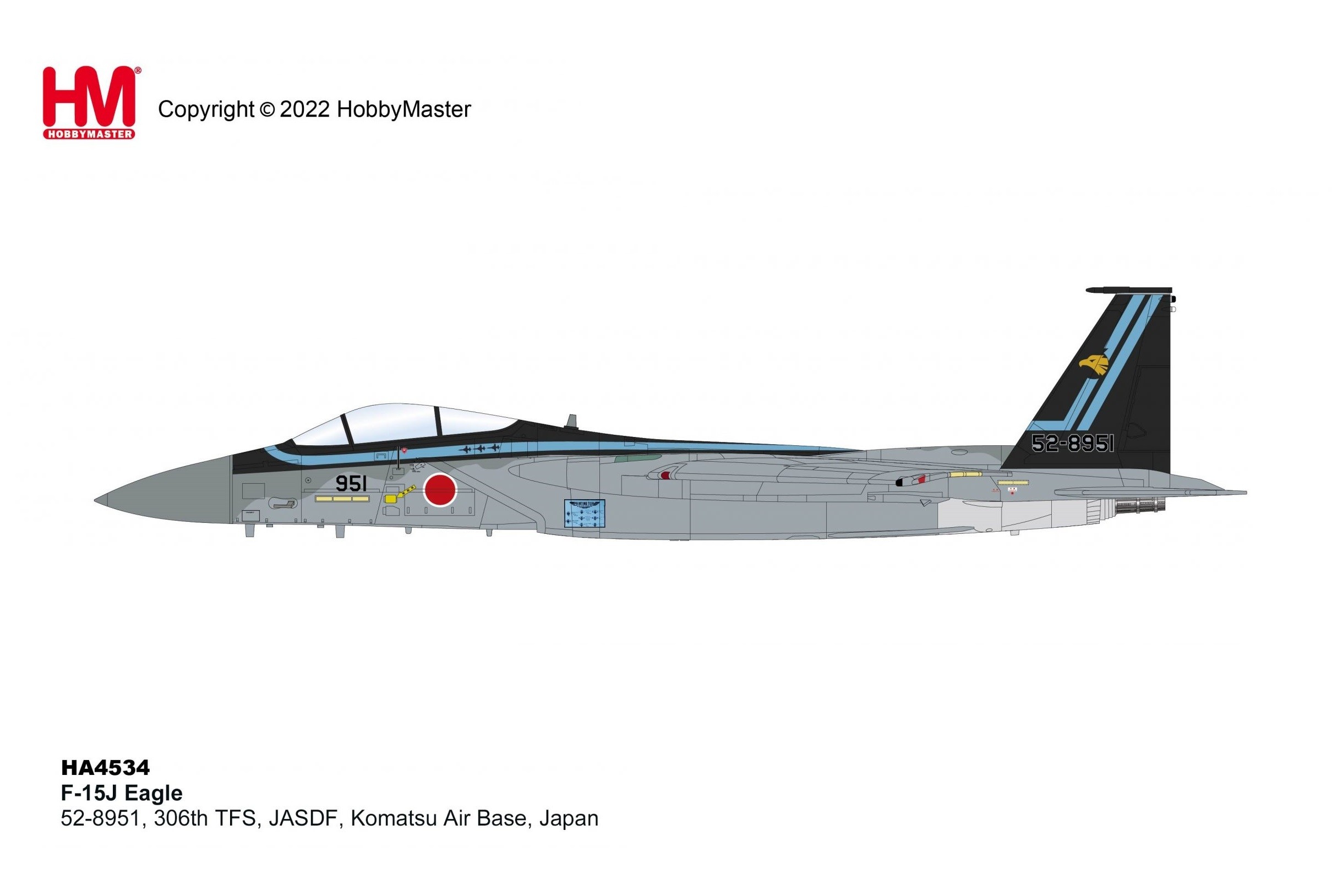 Japan JASDF F-15J Eagle 306th TFS Komatsu Air Base Japan Hobby Master ...