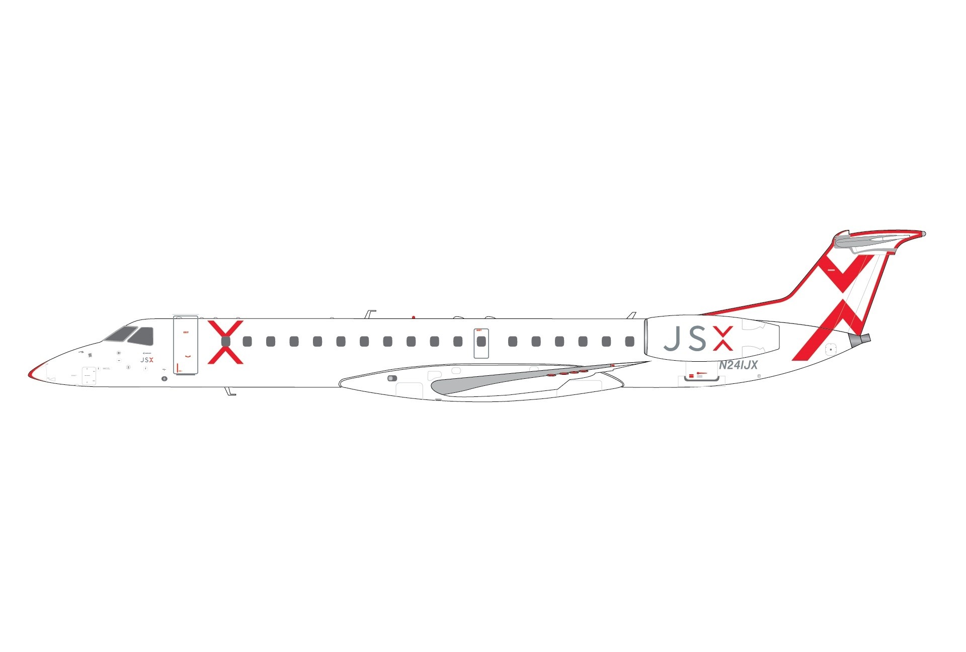 JSX Air JetSuiteX Embraer E145LR E-195 N241JX Gemini200 G2JSX1024 Scale ...