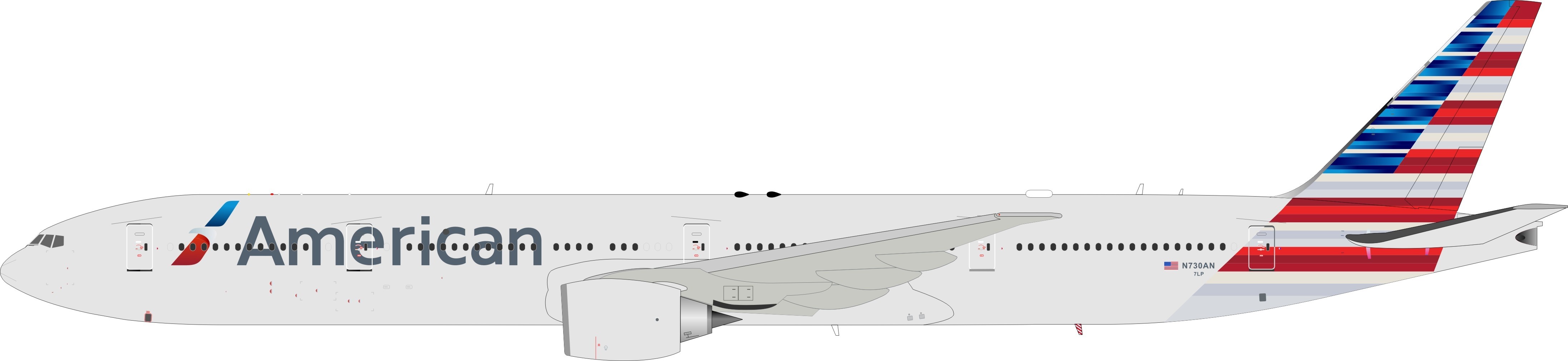 American Airlines Boeing 777-300ER N730AN With Stand ARDLE001 Scale 1: ...