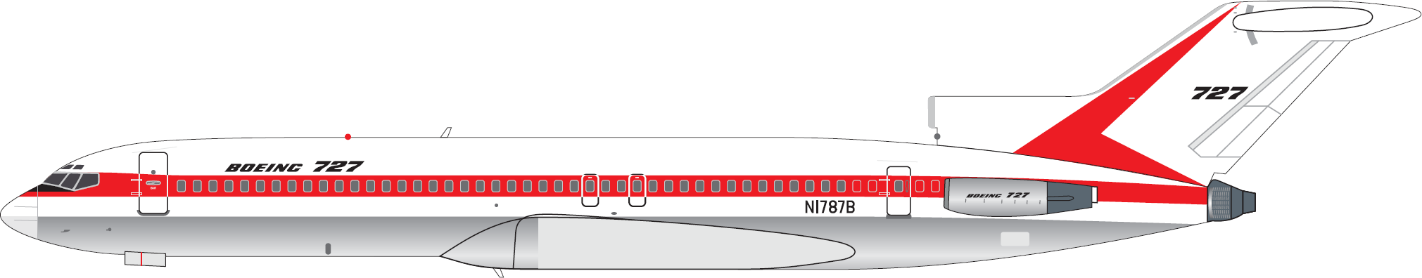 House Livery Boeing 727-200 Reg: N1787B 400022 V1:400 1:400 ezToys ...