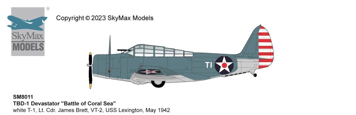 TBD-1 Devastator “Battle of Coral Sea” white T-1, Lt. Cdr. James Brett ...